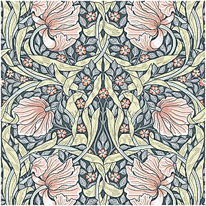 HAOKHOME 94028-2 Vintage Floral Wallpaper Peel and Stick Botanical Grey/Terracotta Wall Murals Home Kitchen Bedroom Decor by William Morris 17.7in x 9.8ft