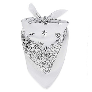 RIAH FASHION Fabric Face Cover Multi-Purpose Cotton Unisex Bandana - Mouth Shield Scarf Handkerchief, Headwear Balaclava Wrap (1, White)