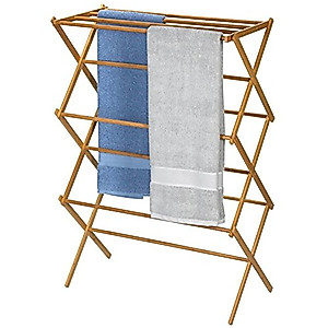 Cortesi Home Eli Natural Bamboo Clothing Drying Rack, 28.5" W x 14.5" L x 43" H