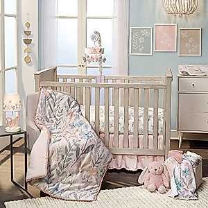 Lambs & Ivy Baby Blooms 3-Piece Pink Floral/Butterfly Baby Crib Bedding Set
