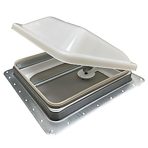 classAcustoms VL-W-1G | 14" RV Roof Vent | White Lid | Non-Powered | w/ 1" Garnish Trim Ring