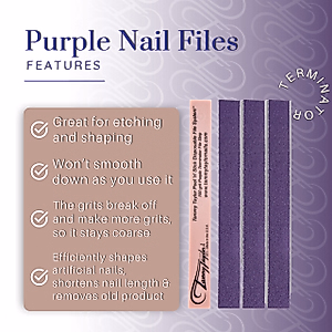 Tammy Taylor Peel N' Stick Purple Terminator 100g File | Professional, Salon Grade Manicure File | Washable & Disinfectable with Emery Board | 25 Pack