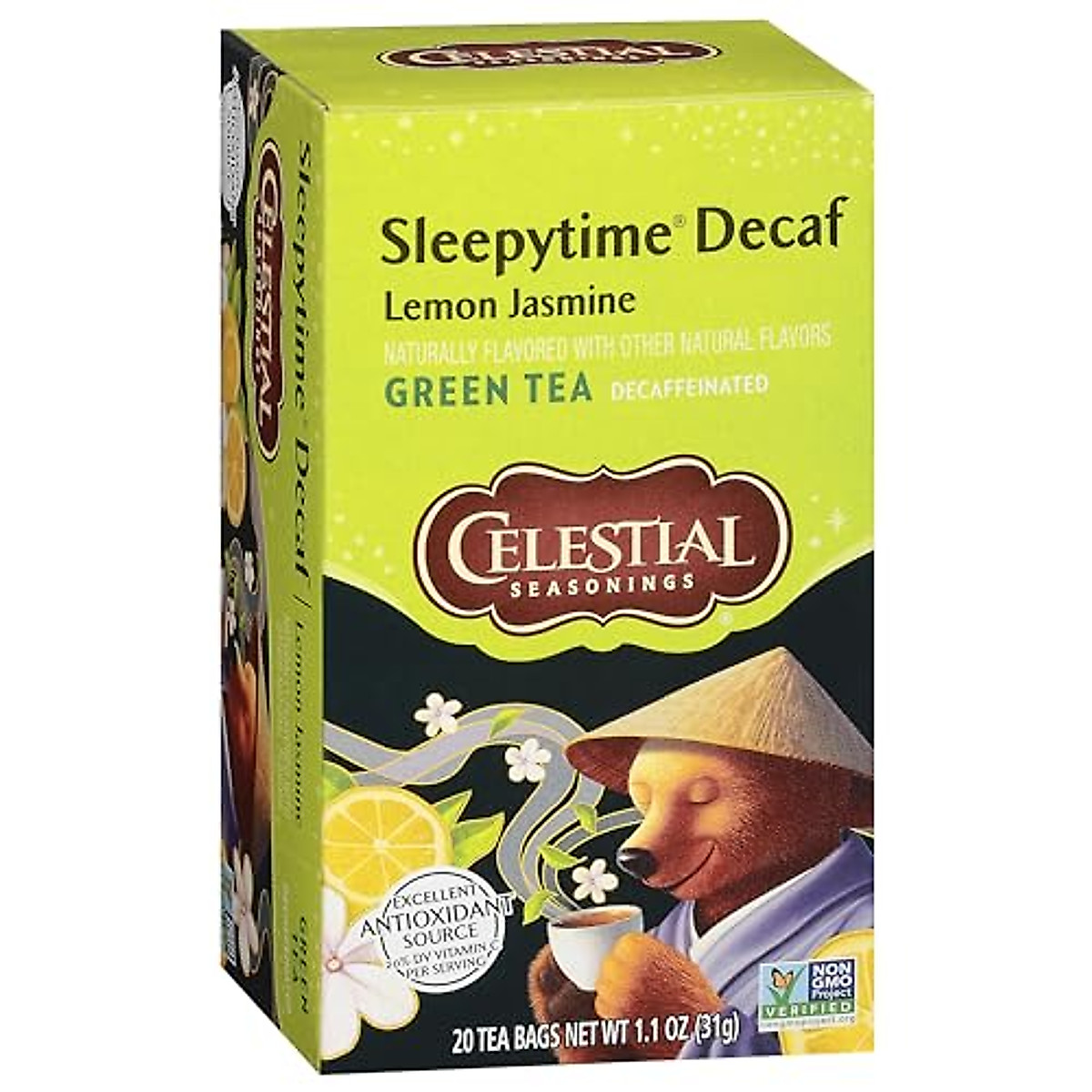 Celestial Seasonings Green Tea, Sleepytime Decaf Lemon Jasmine, Decaffeinated Sleep Tea, 20 Tea Bags (Pack of 6) (Packaging May Vary)