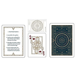 Bicycle Cypher Premium Black Playing Cards, Gold Foil, Encrypted Messages in Playing Cards, 1 Deck