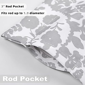 DriftAway Damask Curtains Valances for Windows Farmhouse Style Floral Medallion Patterned Samantha Kitchen Bedroom Livingroom Valance Curtain Single 52 Inch by 18 Inch Plus 2 Inch Header Gray