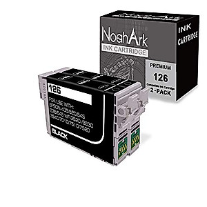 NoahArk 2 Pack T126 Remanufacture Ink Cartridge Replacement for Epson 126 T126 for Workforce 435 520 545 635 645 845 WF-3520 WF-3530 WF-3540 WF-7010 WF-7510 WF-7520 (2 Black)