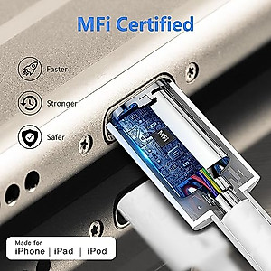 USB C to Lightning Cable 10 FT Compatible with iPhone, 2 Pack 10FT Long Type C Cable (White)