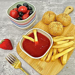 8 Pack Small Bowls, 4.5 OZ Wheat Straw Bowls Soy Sauce Dish, Unbreakable Dessert Bowls, Assorted Colors Dipping Sauce Cups, Small Plastic Bowls Prep Bowls for Side Dishes, Dessert, Snacks, Sauce