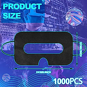 1000 Pcs Disposable VR Mask Breathable Eye Mask VR Face Cover Non Woven Sanitary Cloth Universal Gear VR Padding VR Face Mask VR Accessories Compatible with Headsets Virtual Reality (Black)
