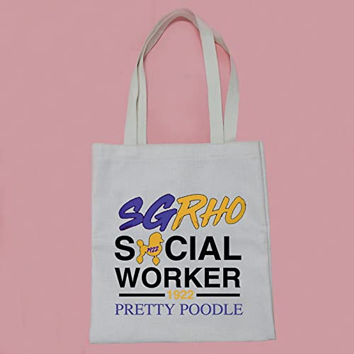 PWHAOO SGRHO Social Worker 1922 Pretty Poodle Shopping Bag SGRHO Sorority Sister Tote Bag (SGRHO Social Worker TB)