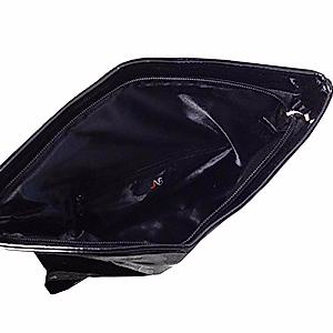 JNB Basic Patent Foldover Clutch, Black