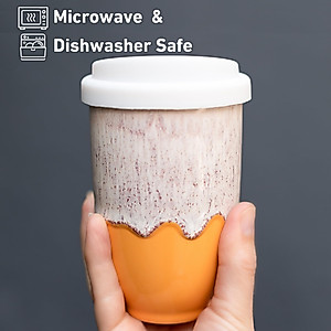 NOVA CERAMICS Travel Mug - Travel Coffee Tumbler – Coffee Mug With Lid Unique To Go Mug – Microwave & Dishwasher Safe Coffee Travel Cup - Gifts For Women Men Him Her – 12oz - Grapefruit