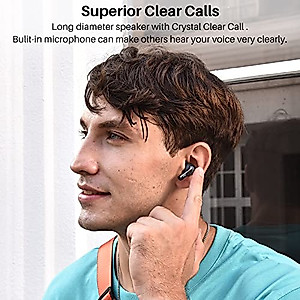 TOZO A2 Mini Wireless Earbuds Bluetooth 5.3 in Ear Light-Weight Headphones Built-in Microphone, IPX5 Waterproof, Immersive Premium Sound Long Distance Connection Headset with Charging Case, Black