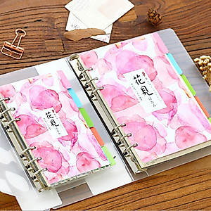 A6 Refill Paper, 100 Sheets Lined Paper, 6 Hole Punched - 5 Binder Dividers, 3 PVC Pouches, 160 Colored Index Tabs, 1 Quick Page Finder, for Filofax Personal Planners, 3.75 x 6.75 Inch