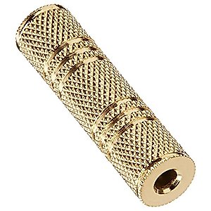 Monoprice 107185 3.5mm Stereo Jack to 3.5mm Stereo Jack Metal Adaptor, Gold Plated