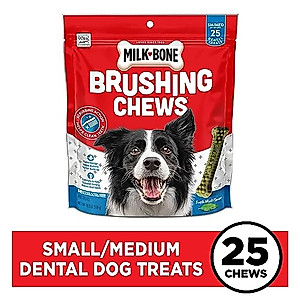 Milk-Bone Fresh Breath Brushing Chews, 25 Small/Medium Daily Dental Dog Treats