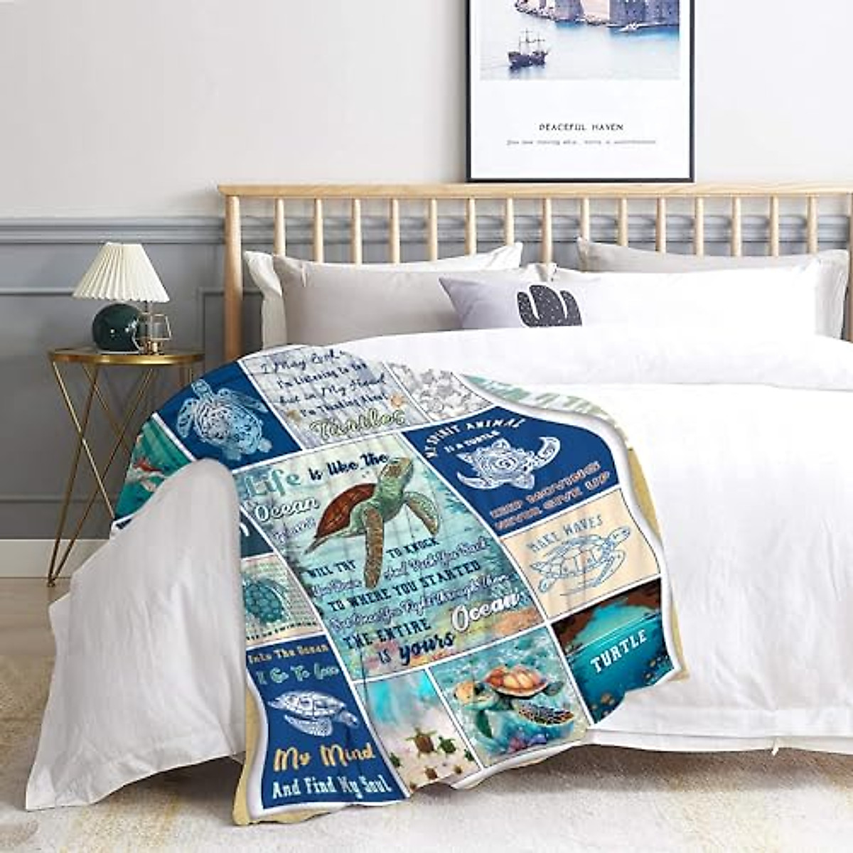Sea Turtle Blanket Sea Turtle Gifts for Women Throw Blanket,Turtle Gifts for Turtle Lovers,Bed Blanket Cozy Air Conditioning Blanket Plush Blanket for Sofa Car Office,40"x50"-Throw Size for Kids