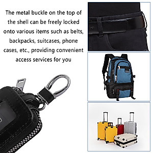 Car Key Fob Cover,Universal Key Fob Case with Keychain & Carabiner,Leather Car Smart Key Fob Holder Fits Remote Key Fob (Black)