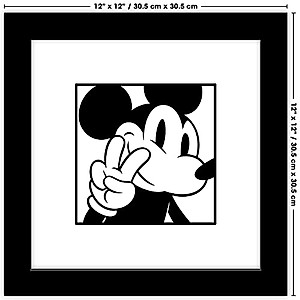 Trends International Gallery Pops Disney Mickey Mouse - Mickey Expressions - Peace Wall Art Wall Poster, 12" x 12", Black Framed Version