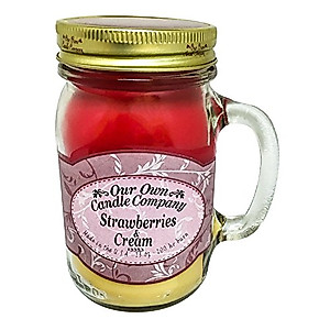 Our Own Candle Company Strawberries & Cream Scented 13 Ounce Mason Jar Candle