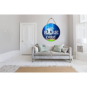 KPSheng Little Babe Cave Wooden Sign,Soccer Door Decor Plaque, Door Hanger Nursery Decoration for Boys, Wood Wall Hanging Wreath for Toddler Kids Room Bedroom Playroom, 11 x 11 Inch