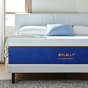Molblly King Size Mattress, 14 Inch Cooling-Gel Memory Foam Mattress Bed in a Box, Cool King Bed Supportive & Pressure Relief with Breathable Soft Fabric Cover, Premium