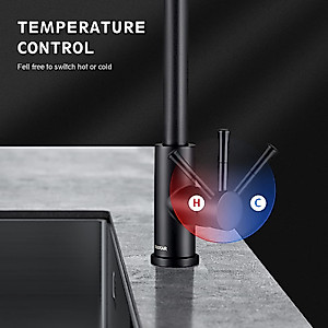 GUUKAR Black Kitchen Faucet with Pull Down Sprayer Matte Black Stainless Steel Kitchen Sink Faucet 360 Degree Swivel with Deck Plate