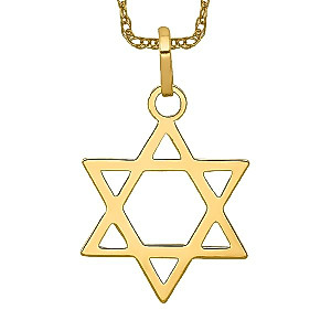 14K Yellow Gold Star of David Jewish Magen Necklace Judaica Religious Pendant Israel Charm Only