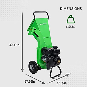GARDENBEAUT S1 Wood Chipper Shredder Mulcher 7 HP 212cc Heavy Duty Engine Gas Powered 3 inch Max Wood Diameter Capacity 20:1 Reduction Ratio 1-Year Warranty After Product Registration