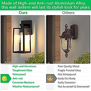 MAXvolador Outdoor Wall Lantern, Exterior Waterproof Wall Sconce Light Fixture, Matte Black Anti-Rust Wall Mount Light with Clear Glass Shade, E26 Socket Wall Lamp for Porch(Bulb Not Included)