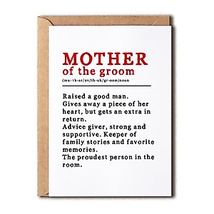 EdgarGifts Mother Of The Groom Definition Card - To My Mother-In-Law On My Wedding Day Card - Mother Of The Bride Card - Wedding Card