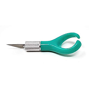 Excel Blades K71 Fingertip Craft Knife - 7 Inch Ergonomic Hobby Knife With Finger Loop - Crafting Supplies - Scrapbooking Knife and Cutting Tool For Precision Cutting and Trimming - Green Teal