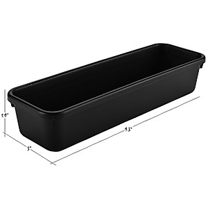 Masirs Interlocking Drawer Organizer Bins, Durable Plastic, Various Sizes for Custom Layout Design, Great for Desk Drawer, Tool Box or Garage Organization, (Black | 8-Piece Set)