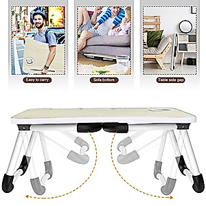 Zapuno Laptop Lap Desk, Foldable Laptop Table Tray with 4 USB Ports Storage Drawer and Cup Holder, Laptop Bed Desk Laptop Stand for Bed Lap Tray Portable Standing Table for Bed Couch Floor