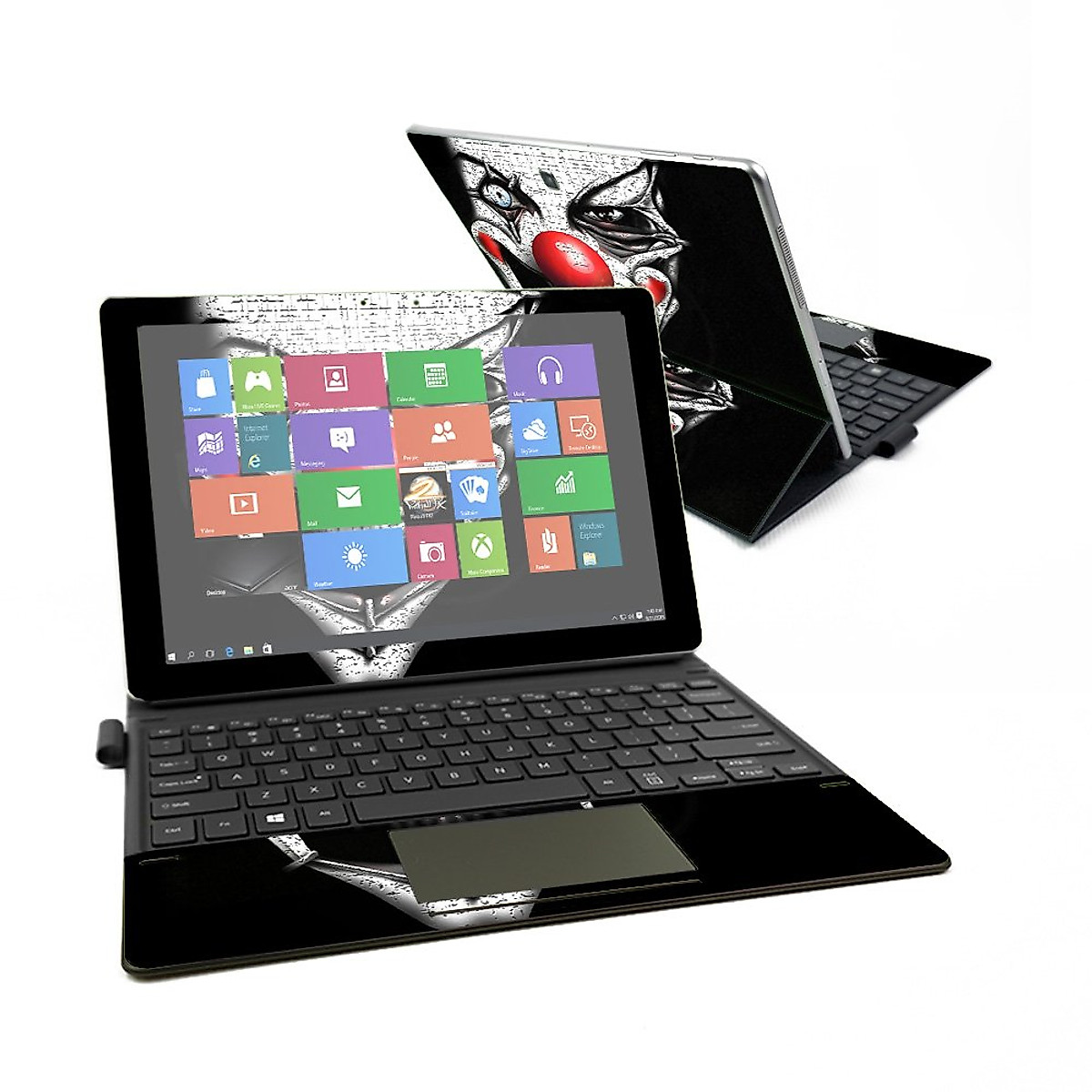 MightySkins Skin Compatible with Samsung Galaxy Book 12" - Evil Clown | Protective, Durable, and Unique Vinyl Decal wrap Cover | Easy to Apply, Remove, and Change Styles | Made in The USA