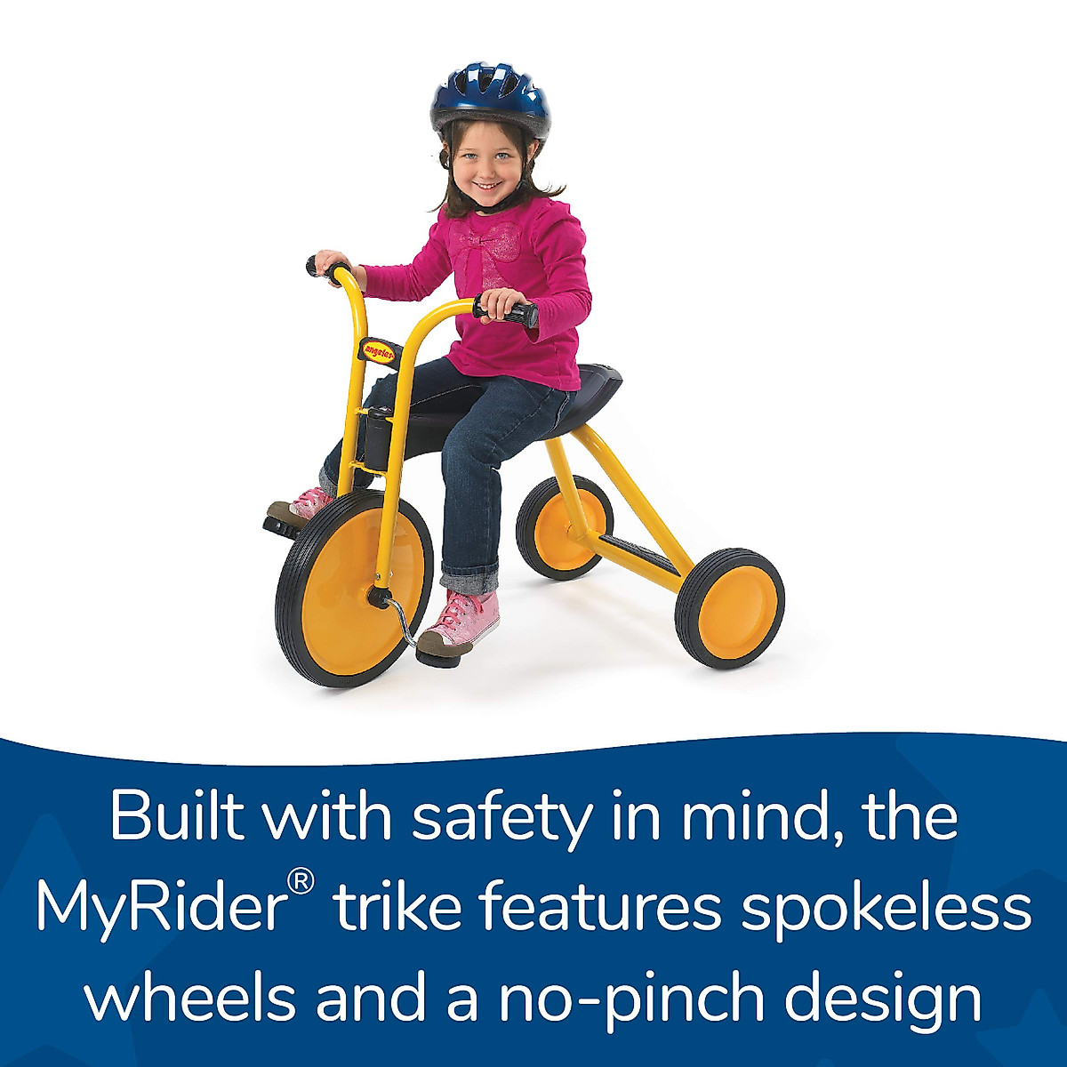 Children’s Factory MyRider Maxi 16" Toddler Tricycle, Adjustable Kids Tricycle with Rubber Wheels, Yellow/Black