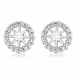 Gem Stone King 925 Sterling Silver White Zirconia Women Earring Jackets For 7.00MM Round Cut Studs