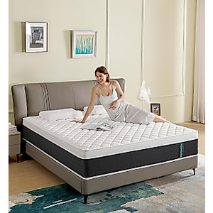 ADDNUSS Full Mattresses,Hybrid 12 Inch Full Mattress in a Box,Memory Foam & Individually Pocket Spring for Pain Relief,Medium Firm Black Full Mattress,Pressure Relief,Certified.