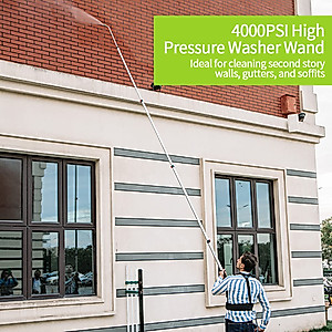 XUNCHI 24 Feet High Pressure Power Washer Telescoping Lance Extension Wand with 1/4 Inch Quick Connection, 5 Spray Nozzle Tips and Harness Belt, Pivoting Coupler, 2 Adapters, 4000 PSI Max Pressure