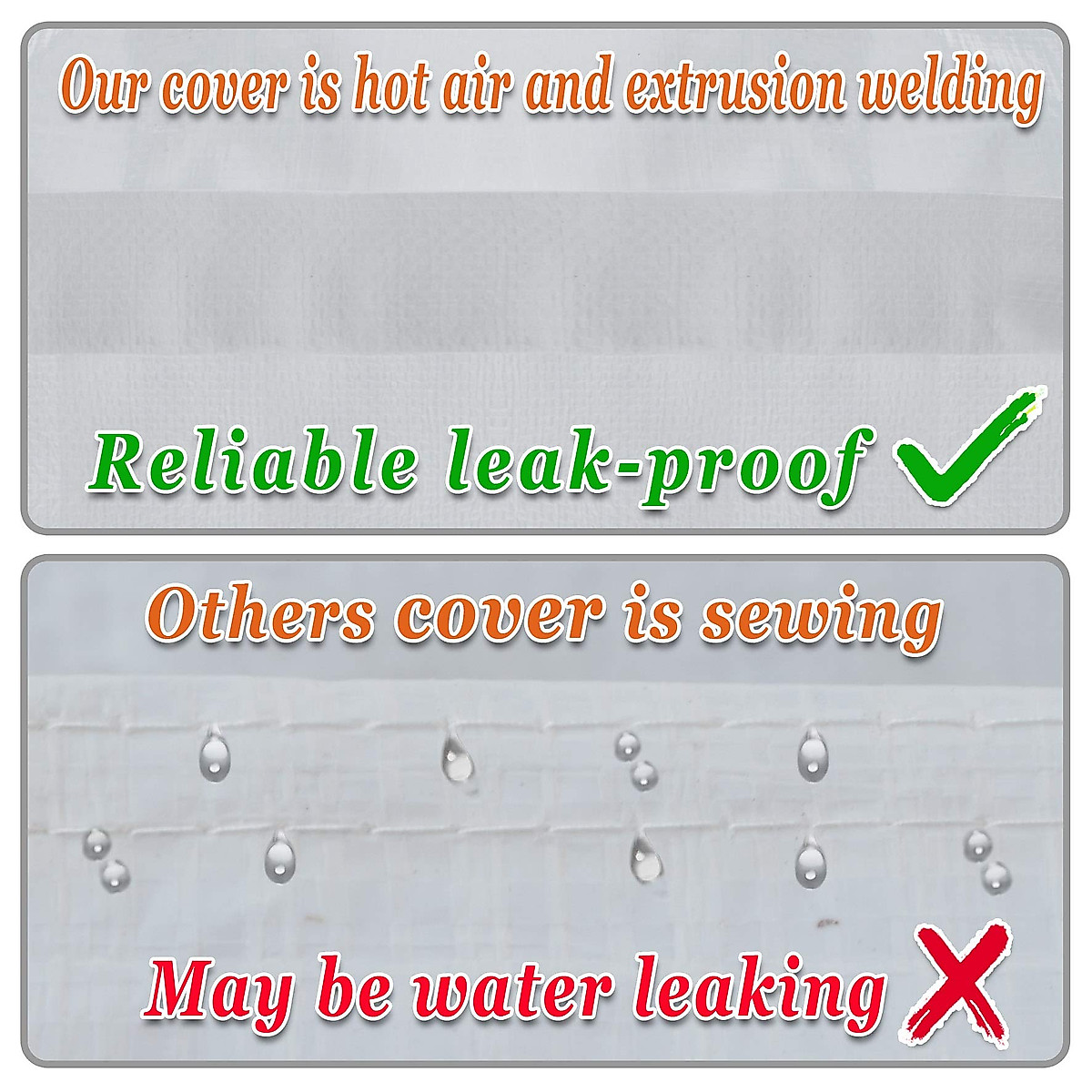 Strong Camel 10 x 20-Feet Carport Replacement Canopy Cover for Tent Top Garage Shelter Cover w Ball Bungees Waterproof (Only Cover, Frame is not Included) (10' x 20' with Edge)