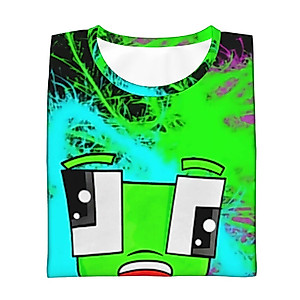 Uvkyy Boys' Short Sleeve Crewneck Tshirt Gaming t Shirts 3D Printed Graphic Tops for Teens Boys Girls Tee Small 8-10 Years Cyan-Blue