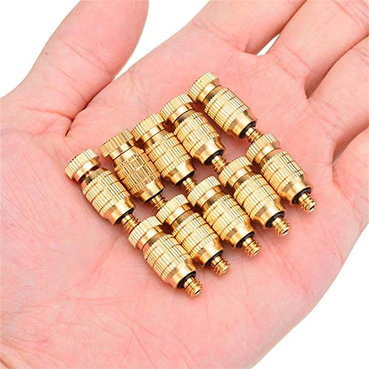 AZHLUF 20 Pack Brass Misting Nozzles for Outdoor Cooling System High Pressure Mister Nozzle with 3/8'' Slip-Lock Tees Atomizing Misting Sprayer Fog Nozzles for Garden, Humidification, Dust Control