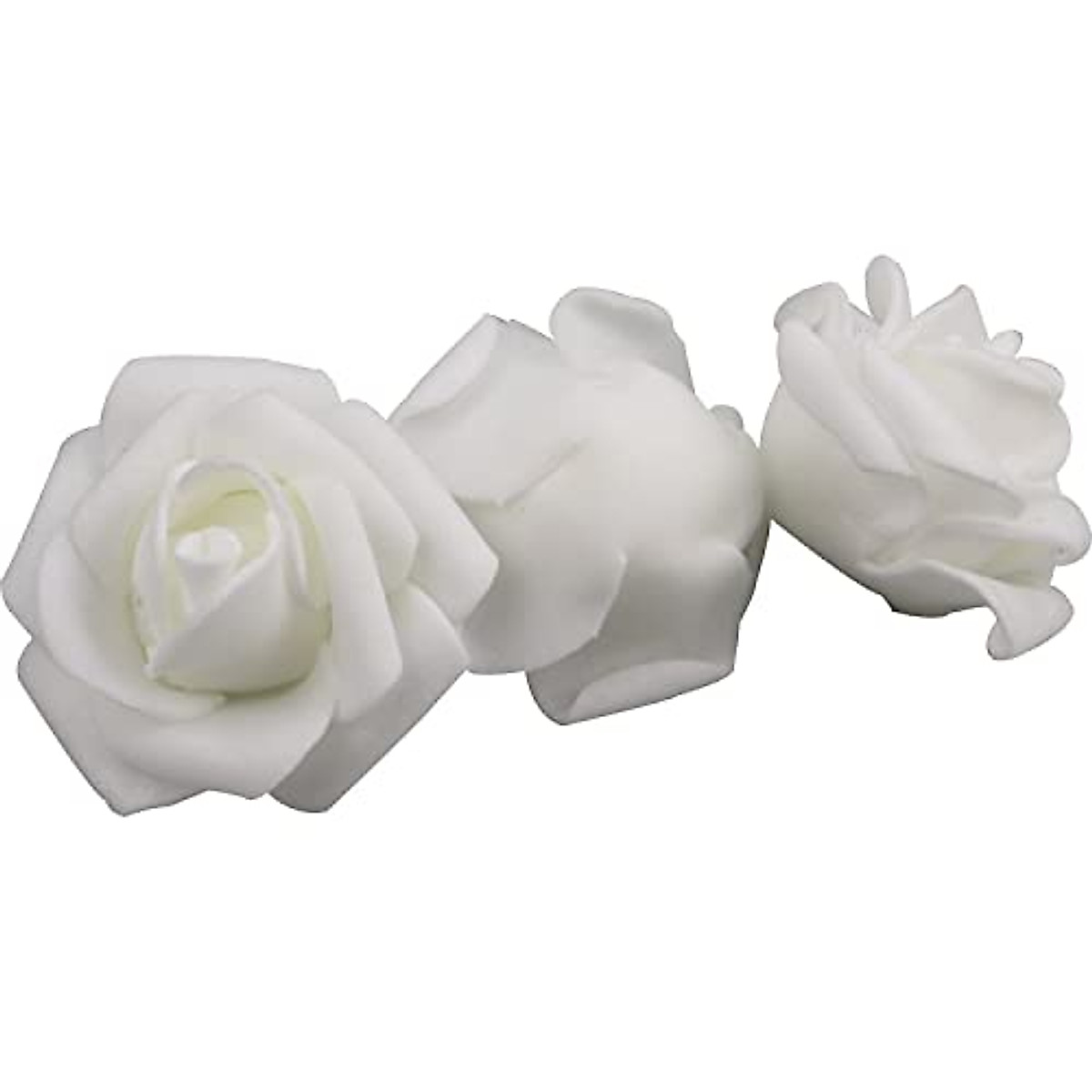 Lightingsky 300pcs 1.7 inch Real Touch Artificial Rose Head, DIY 3D Artificial Flowers for Wedding Bouquets, Room Decoration (White)