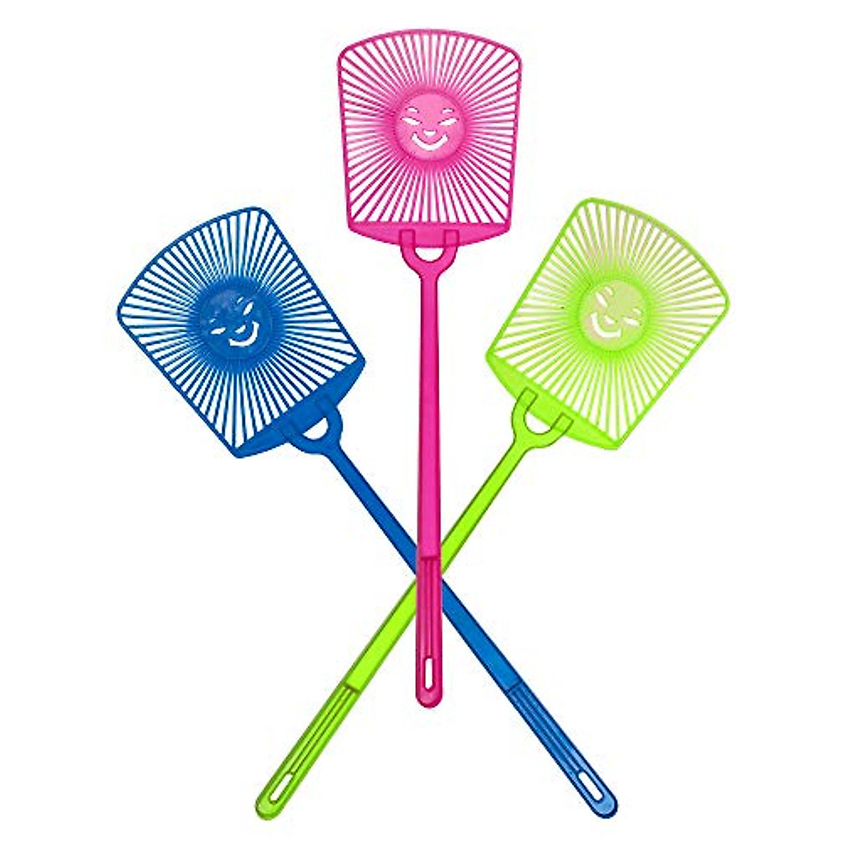 FRASTO Rubber Fly Swatter - Fly Swatter Plastic - Fly Swatter Heavy Duty - Fly Swatter Long Handle Fly Swatter Pack of 3 - Fly Swatters Bulk