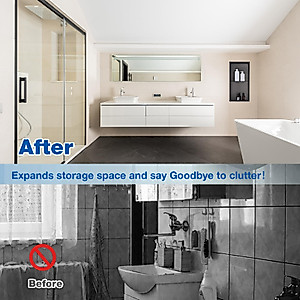 ZDHHT Black Shower Niche Wall Inserted, 12" X 24" X 4" Black Stainless Steel Shower Niche Double Shelves Recessed Modern Wall Niches No Tile Needed, for Kitchen Bathroom Bedroom or Tub Storage