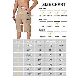 Pausel Men's Hiking Cargo Shorts Big and Tall Summer Capri Pants Travel Shorts with Zipper Pockets for Golf Fishing Camping Khaki 4XL
