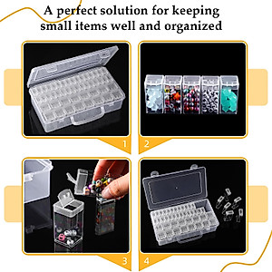 LOYIM 3 Pcs 48 Grids Diamond Painting Drill Storage Containers 5D Diamond Accessories Embroidery Box Diamond Organizer Case Embroidery Beads Storage Box with Funnel and Labels for Beads Seed Art Craft