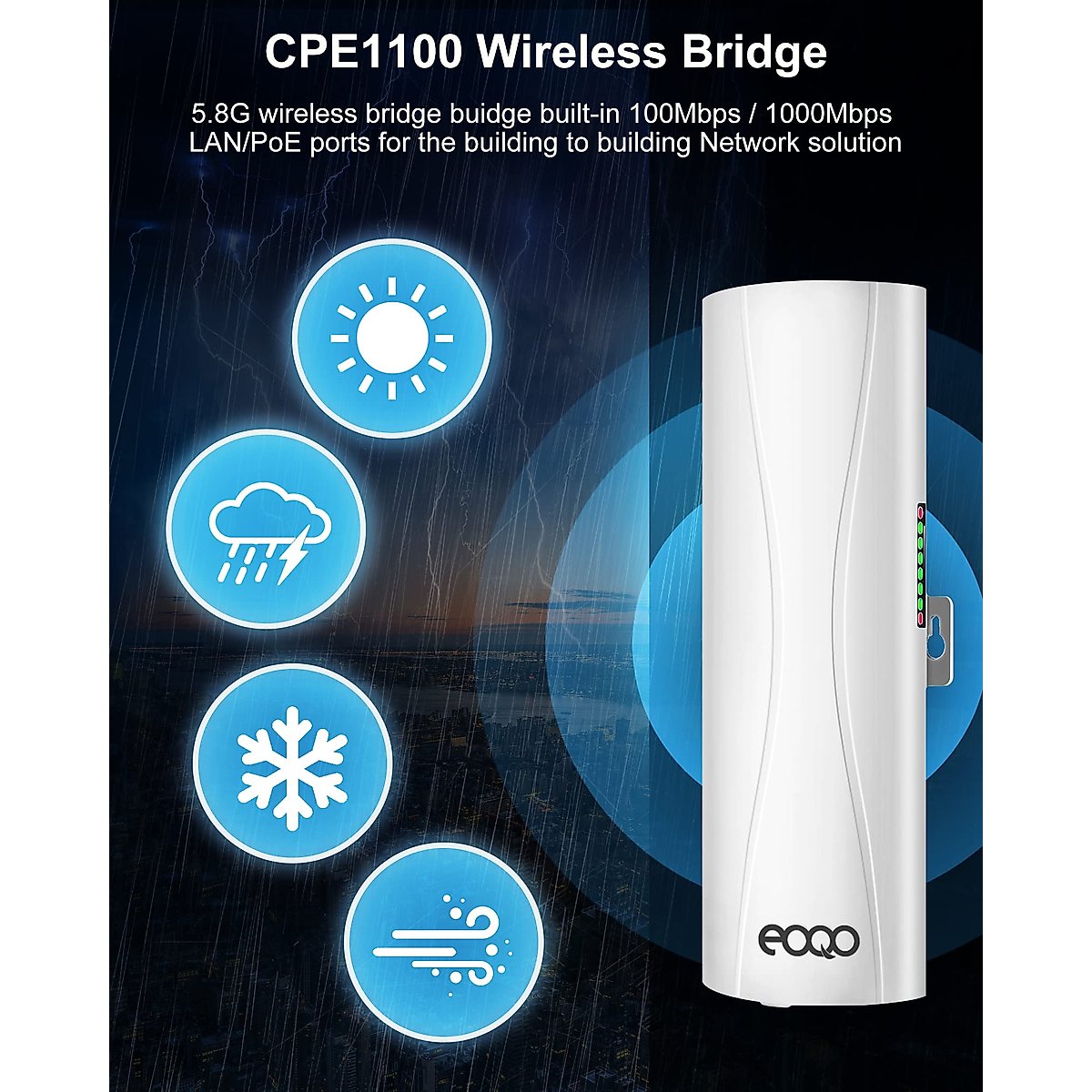 Gigabit Wireless Bridge for Starlink WiFi Extender - 1000Mbps 5.8GHz Point-to-Point Ethernet Bridges with 16dBi Antenna, 3KM Long Range Transmission - Extending Starlink Home Internet Network 2-Pack