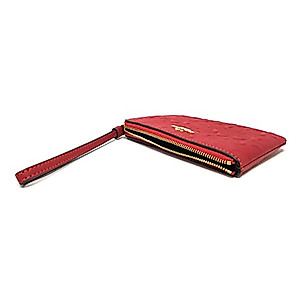 COACH Women's Corner Zip Wristlet (Embossed Leather - 1941 Red)