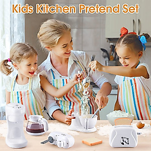 Kitchen Appliances Toys, Kids Play Kitchen Accessories Set,Pretend Kitchen Toys for Kids Ages 4-8,Coffee Maker,Mixer,Toaster That Works, for Girls Ages 3+